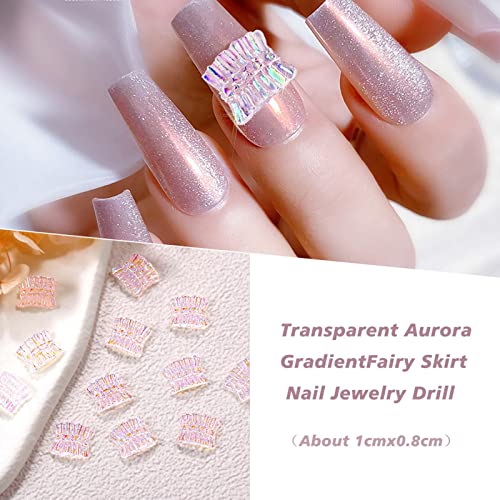 IFOTIME Nail Drill Ice Through Skirt Nail Accessories Decorative Diamond Creative DIY Nail Accessories for Woman Beads Glass (Clear, One Size)