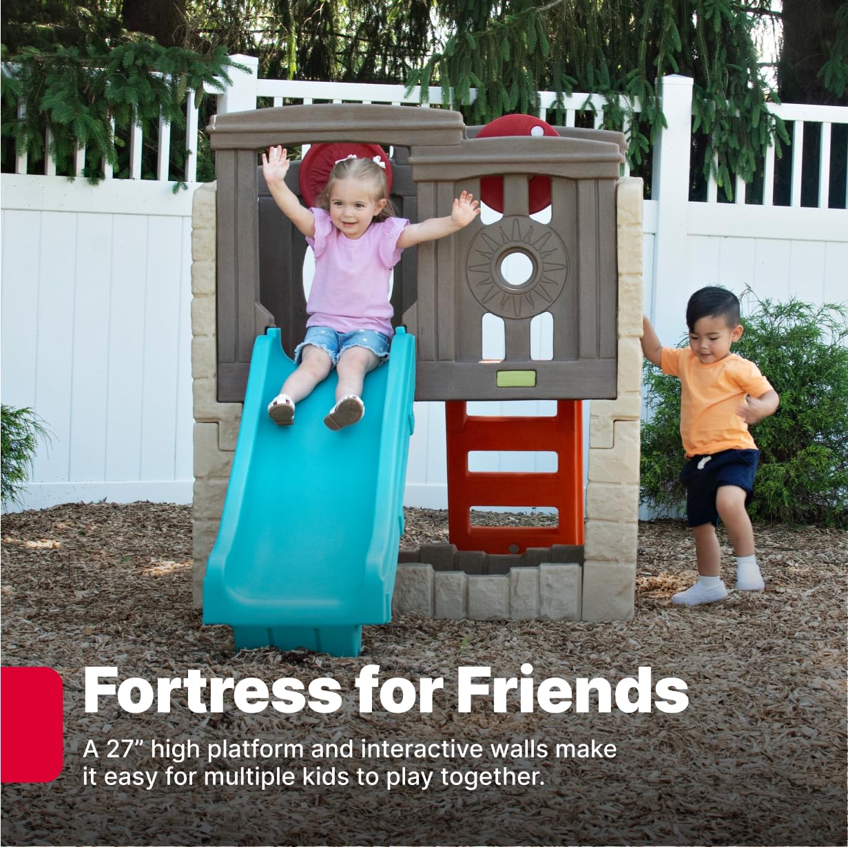 Step2 Naturally Playful Woodland Climber, Kids Outdoor Playset, Backyard Playground Set, Slide, Rock Climbing, Outside Jungle Gym, For Toddlers 2-6 Years Old