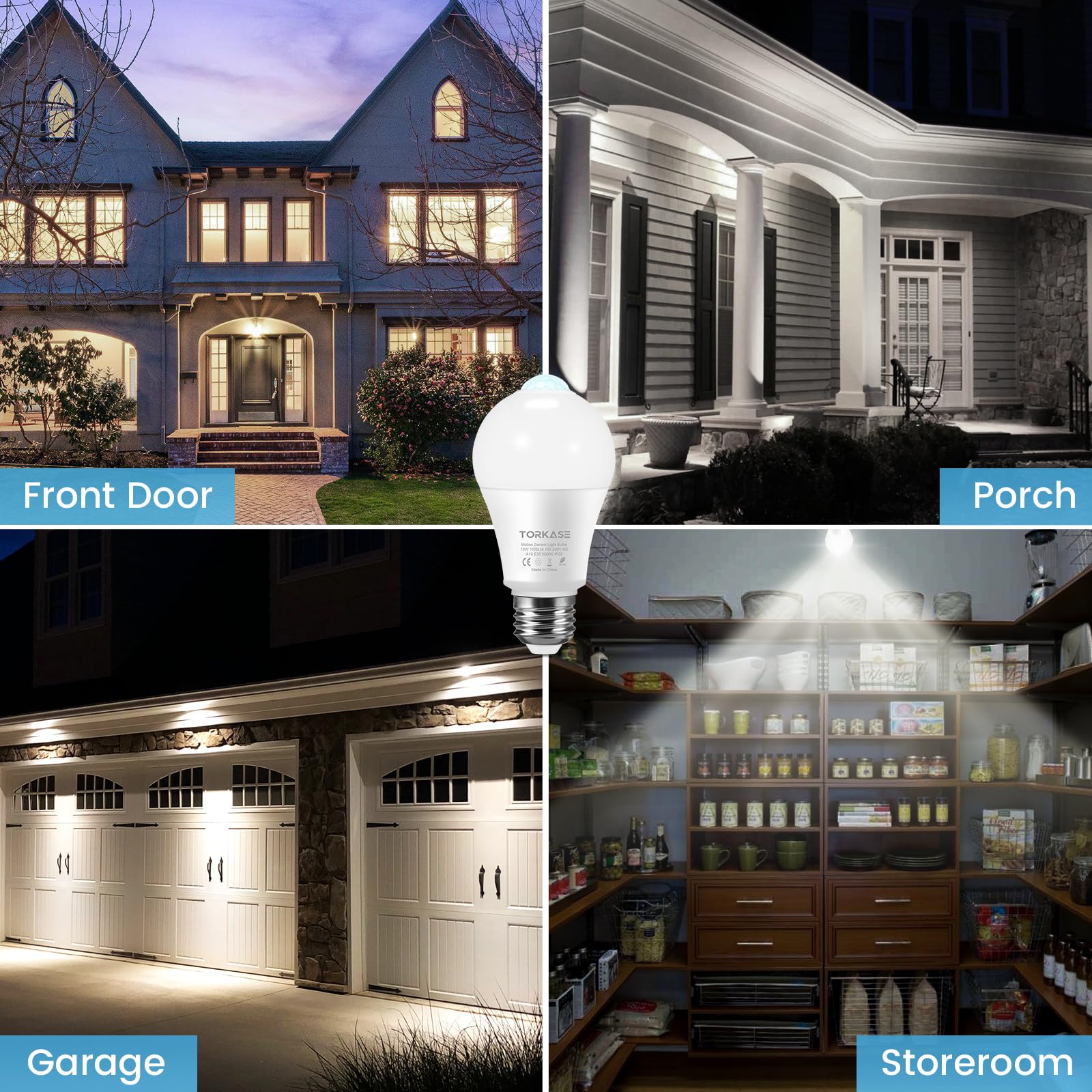 Motion Sensor Light Bulbs, 13W (100Watt Equivalent), Motion Activated Dusk to Dawn Security LED Bulb, 5000K Daylight, Energy-Efficient, for Indoor and Outdoor Lighting, Porch, Stairs, Hallway 1Pack
