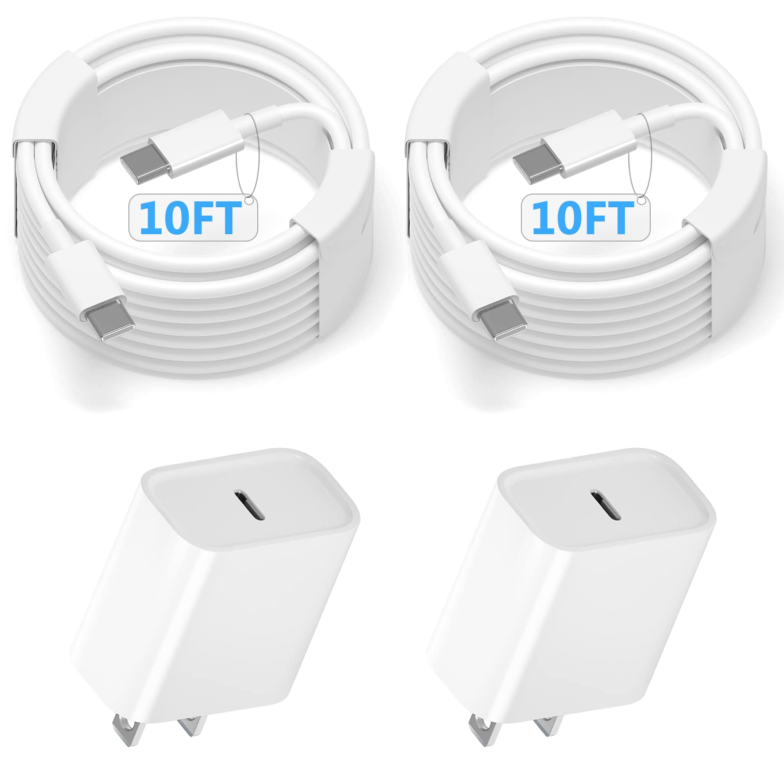 iPad Chargers, iPad Pro Charger,20W USB C Fast Charging Plug with Apple Certified 10FT Long USB C-C Cord for iPad 10th Gen,iPad Pro 12.9/11 inch 2022/2021/2020/2018,iPad Air 5th/4th,iPad Mini 6th Gen