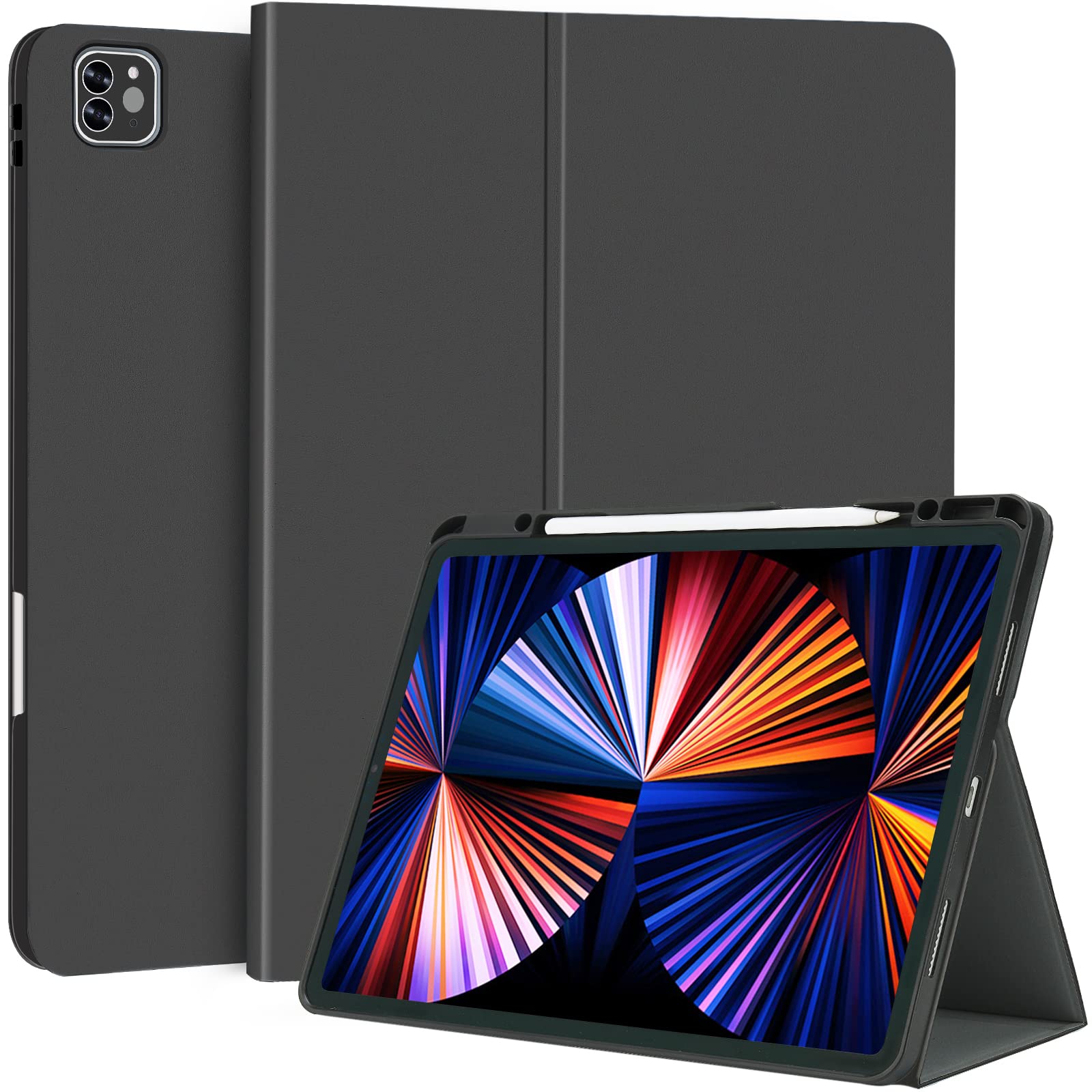 iPad Pro 12.9 6th Generation Case 2022, iPad 12.9 Pro Case 5th Gen 2021 with Pencil Holder, Slim Minimalist iPad Pro 12.9 Inch Cover with Auto Wake/Sleep and Magnetic Closure, Gray