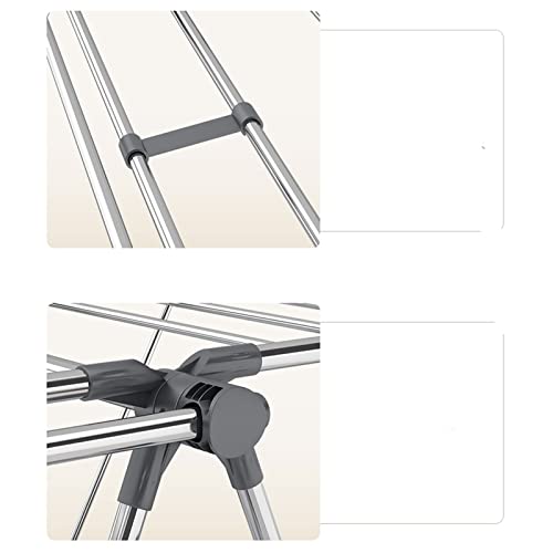 YIFEI2013-SHOP Folding Drying Rack Floor Drying Rack Folding Stainless Steel Indoor Home Balcony Outdoor Drying Quilt Lift Telescopic Rod Can Dry Shoes Design Collapsible Drying Rack