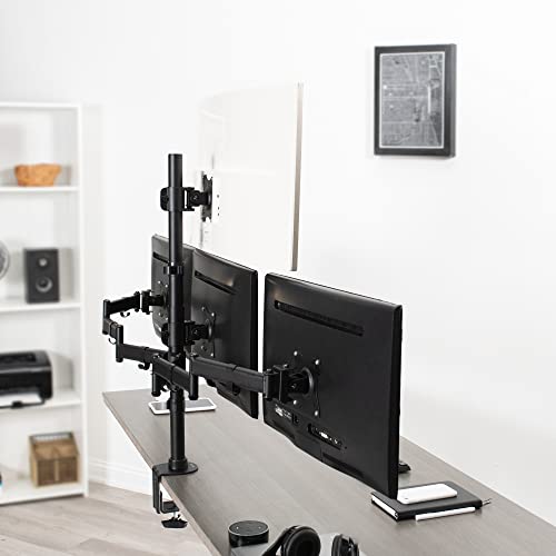 VIVO Quad Monitor Adjustable Heavy Duty Mount, Articulating Stand for 4 LCD Screens up to 24 inches STAND-V004Y