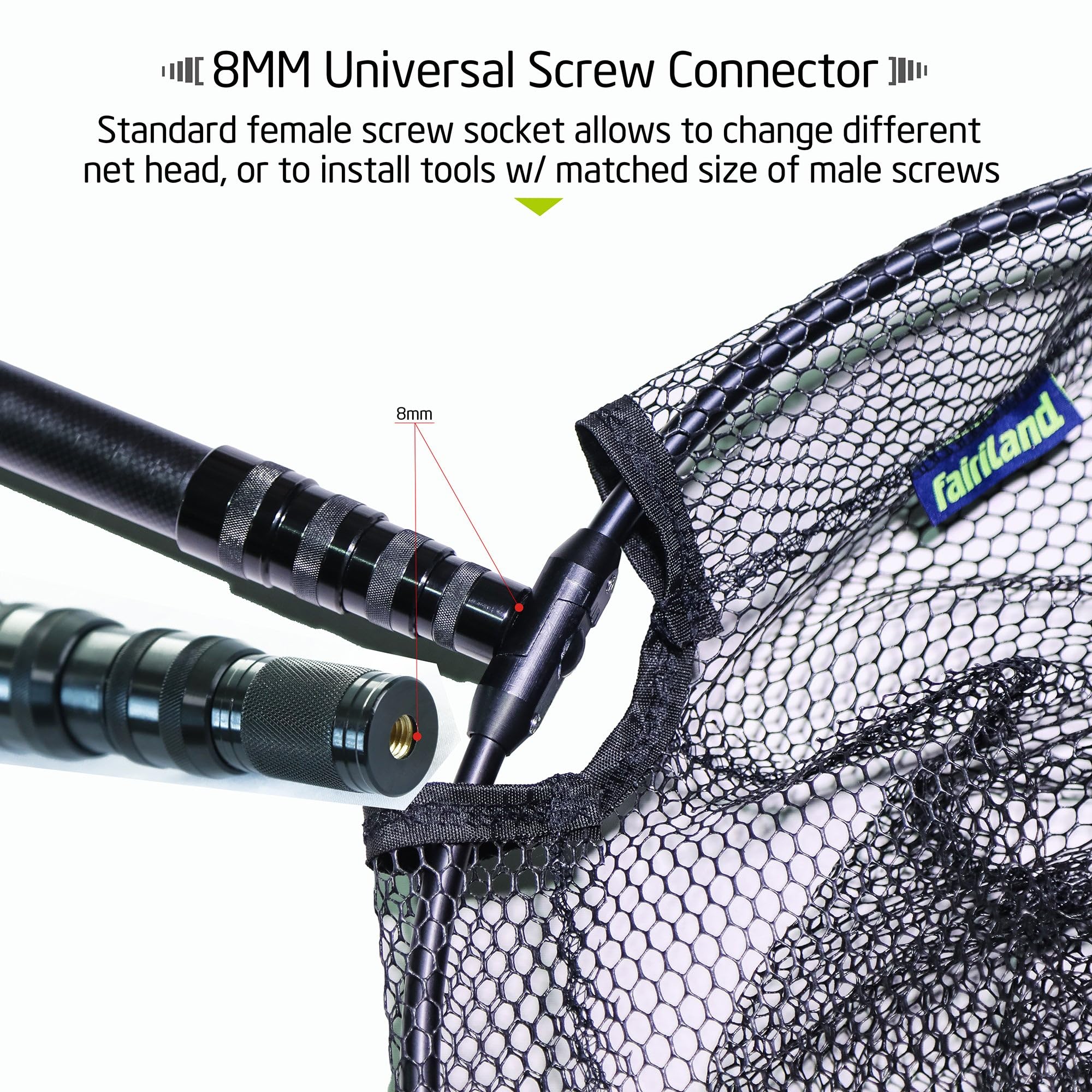 Fairiland Telescopic Fishing Net Long Handle Landing Net with Carbon Pole Rubber Fishing Net Full Metal Hoop Fish Landing Let (3.45M/11FT)