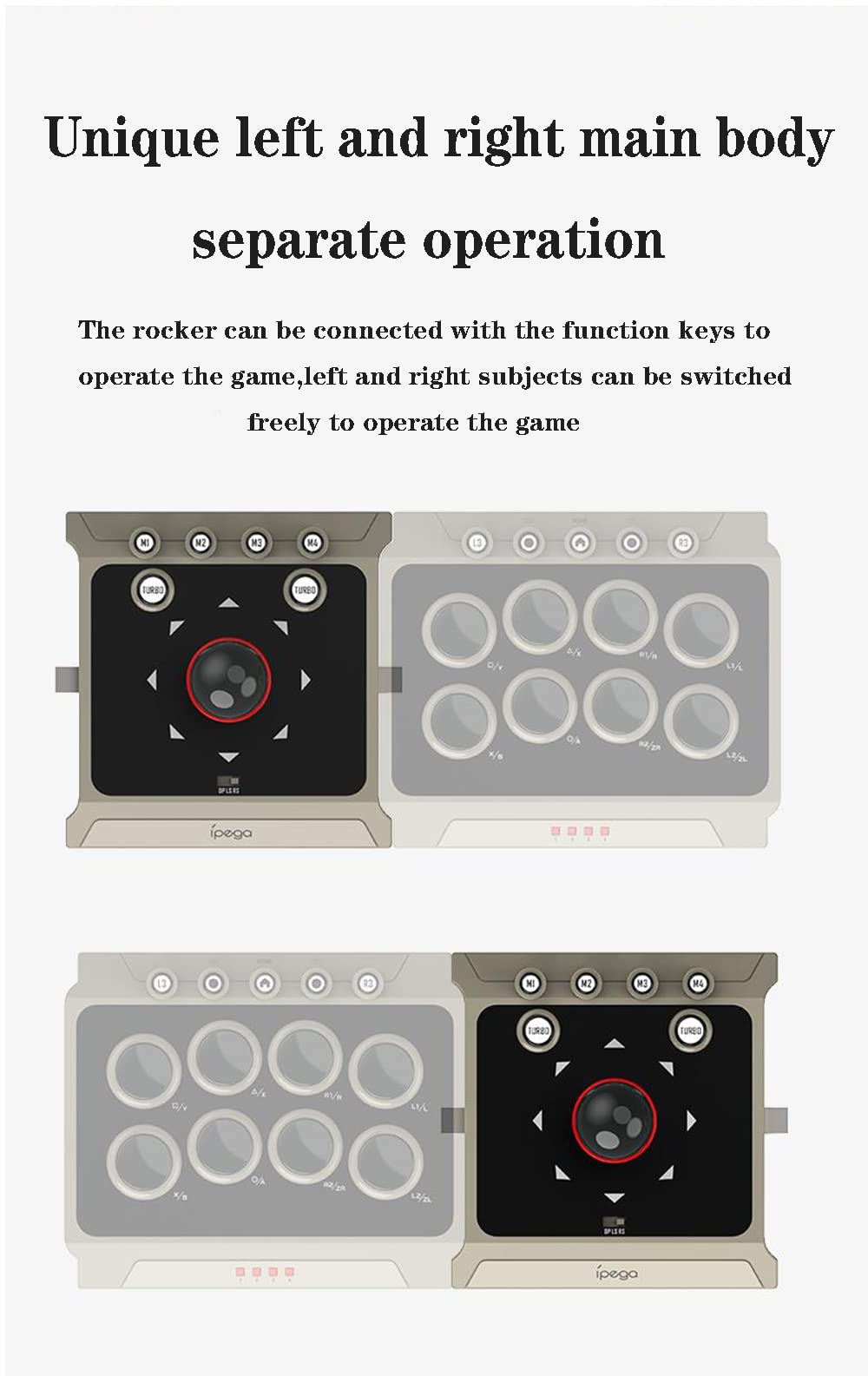 ipega PG-9221 Arcade Stick PC Street Fighter ps4 Arcade Stick Rocker whit TURBO one button continuous sending, MACRO programming for PS4/PS3/N-Switch/PC(windows 7/8/10)