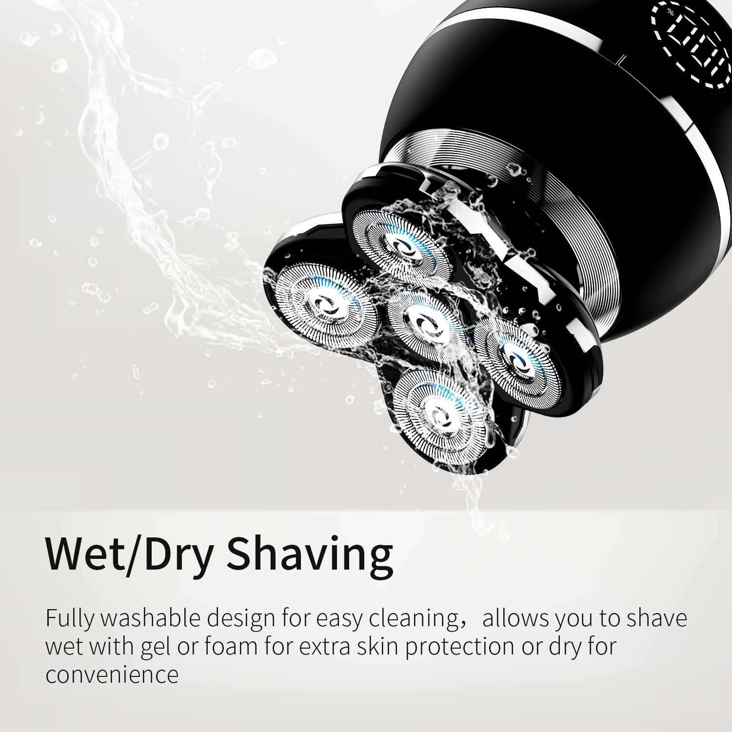 RAYCOSHAVE Head Shaver for Bald Men, 5 in 1 Wet & Dry Shaver Waterproof Bald Head Shaver, USB Rechargeable Rotary Shavers Grooming Kit with LED Display, Anti-Pinch, Ergonomic Design