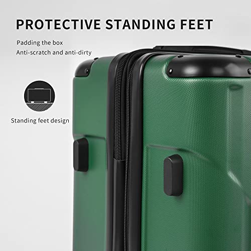 Merax Luggage Set with TSA Lock, All Expandable 3 Piece Hardshell Lightweight Suitcase Set 20inch 24inch 28inch (Dark Green 2-Piece (20/28))