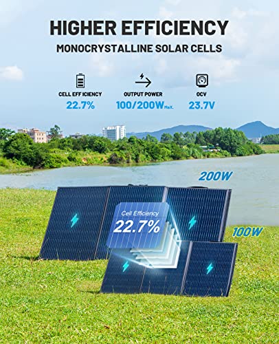Innopower S100 2 in 1 Solar Panel Table, 100W Portable for Power Station with 20-70°Adjustable Kickstand, 15KG Bearing Foldable Splicable Table Camping RVs or Backyard Use