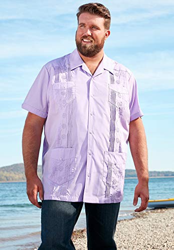 KingSize KS Island Men's Big & Tall ™ Short-Sleeve Guayabera Shirt - Big - 3XL, Blue Mirage