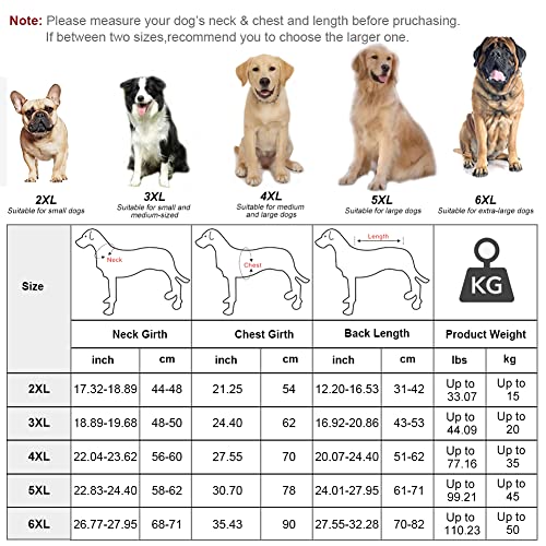 KOOGAL Dog Windproof Waterproof Cotton Coat,Medium and Large Jacket Dog Cotton Vest Cotton Coat Cotton Undershirt Winter Coat Double-Breasted for The Medium and Large Dogs (3XL,Orange Black)