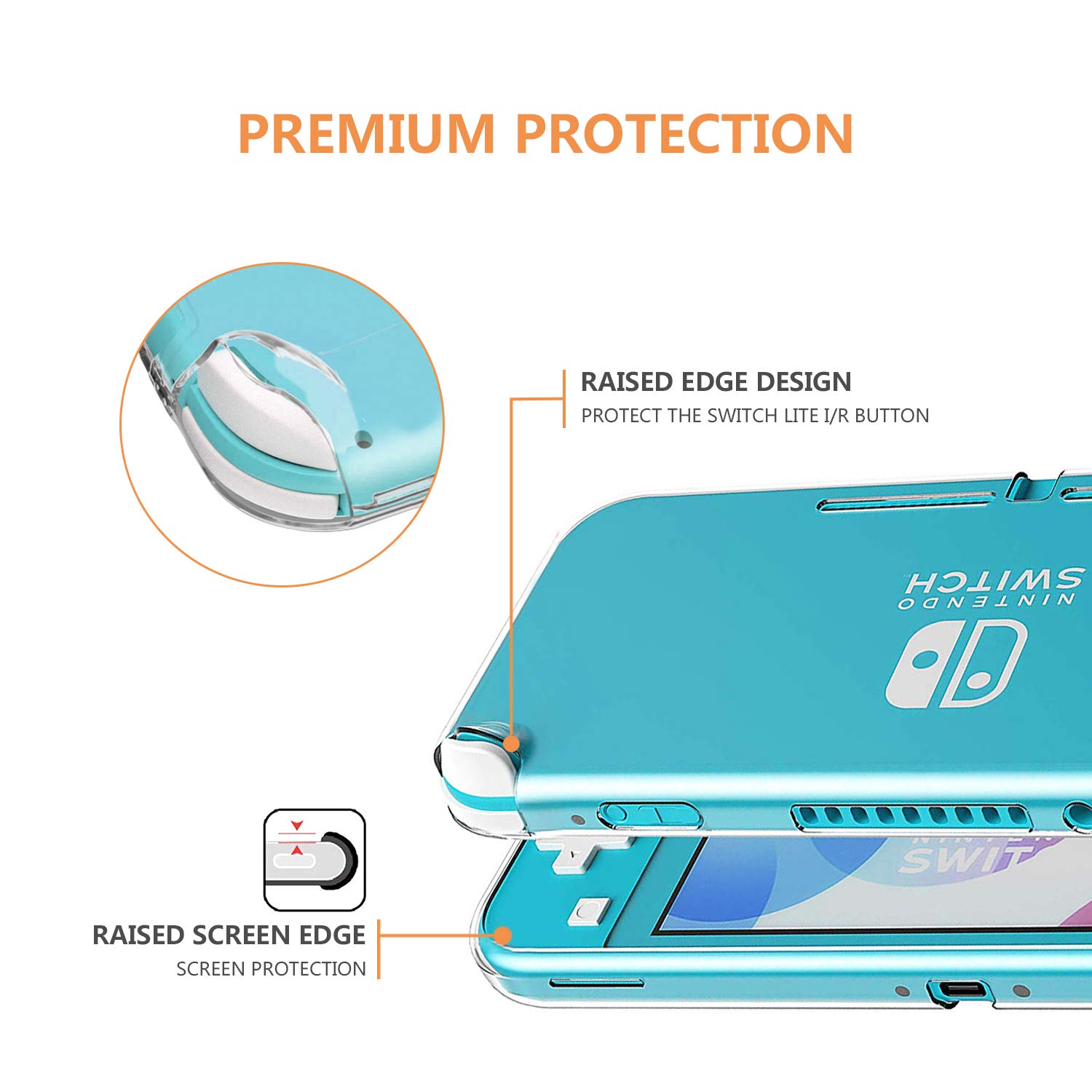 Switch Accessories Kit 13in 1 for Nintendo Switch Lite with Hard Cover Case, Screen Protector Tempered Glass, Switch Joystick Caps Cleaning Wipe, Cleaning Cloth