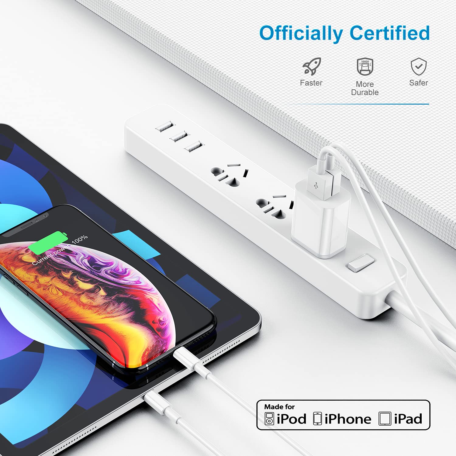 iPhone Charger with Wall Plug,[MFi Certified] 2Pack 3ft Lightning Cable and Dual USB Wall Charger Block Adapter,iPhone Charging Cord for Apple iPhone 13/12 Mini/11/XR/X/Xs Max/8/7/6s Plus/SE/5/iPad
