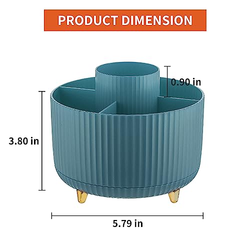 Marbrasse Desk Organizer, 360-Degree Rotating Pen Holder for Desk, Desk Organizers and Accessories with 5 Compartments Pencil Organizer, Art Supply Storage Box Caddy for Office, Home (Dark Green)