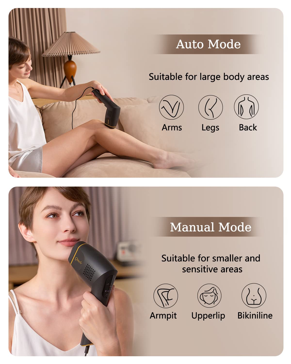 IPL Hair Removal for Women Permanent Hair Remover with 2 Precision Attachments & Unlimited Flashes for Facial Bikini Line Armpits Whole Body Corded Function