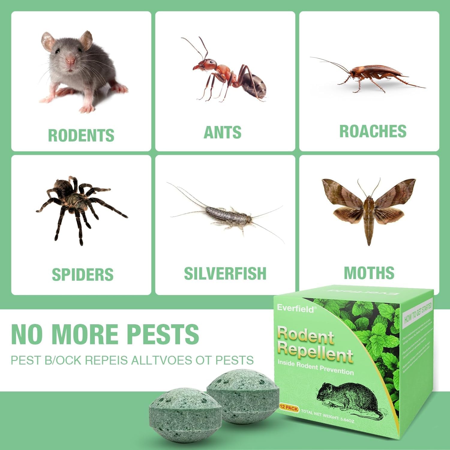 Mouse Rodent Repellent, 12Pcs Peppermint Oil Moth Balls