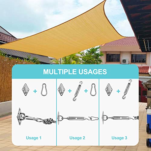HOMPER Shade Sail Hardware Kit, Stainless Steel Sun Shade Hardware Kit Rectangle 6 inch, Heavy Duty Sun Shade Sail Fixing Accessories Awning Attachment Set for Garden Patio Outdoor
