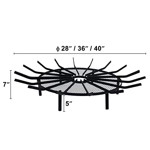 Fire Pit Grate, Woueniut 28" Portable Outdoor Wheel Wood Burning Pit Bonfire Pit Firewood Grate for Cooking Camping Heating Backyard Fireplace Patio