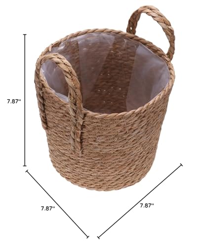 LABRIMP Rectangle Vase Storage Basket Straw Potted Plant Basket Linen Flowerpot To Weave Potted Plant Woven Toy Basket