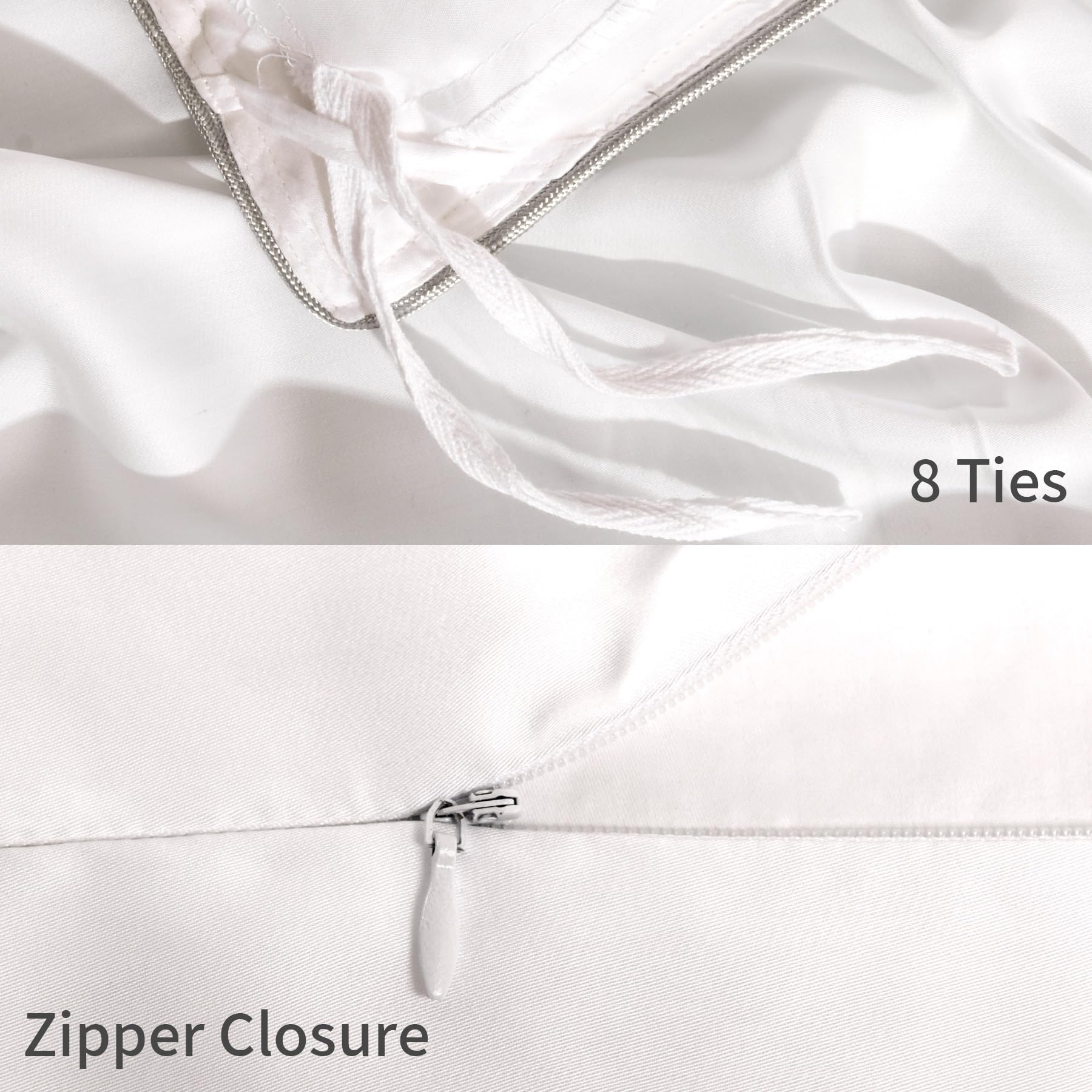 NEXHOME PRO 100% Organic Bamboo Duvet Cover Set King - Lightweight Summer Cooling Comforter Cover for Hot Sleepers 104"x90" 3pcs Breathable White Bedding with Corner Ties,Zipper Closure, No Insert