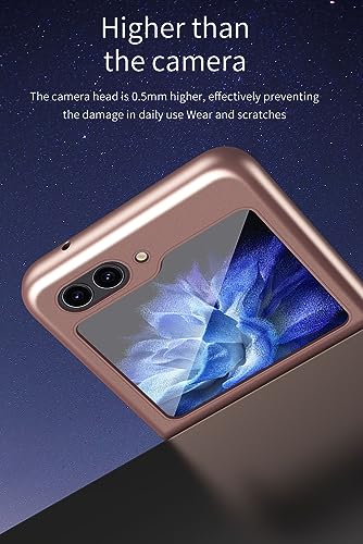 YJZSKRXFAK Case for Samsung Galaxy Z Flip5 5G 2023, Ultra Thin Slim Fit Elegant Business Smooth Cover Protective Cover Case for Galaxy Z Flip 5-Rose Gold