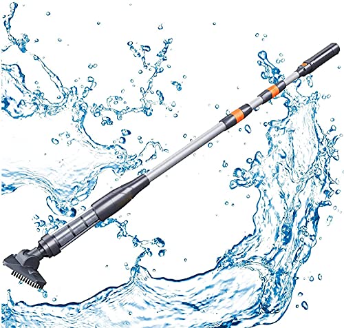 Handheld Pool Vacuum, 2200 mAh, 75+ mins Run time, 92'' Total Reach, Extendable Pool Cleaner, Twist Lock and Lightweight Design. Ideal for Spa, Small Swimming Pool Clean up, Gray