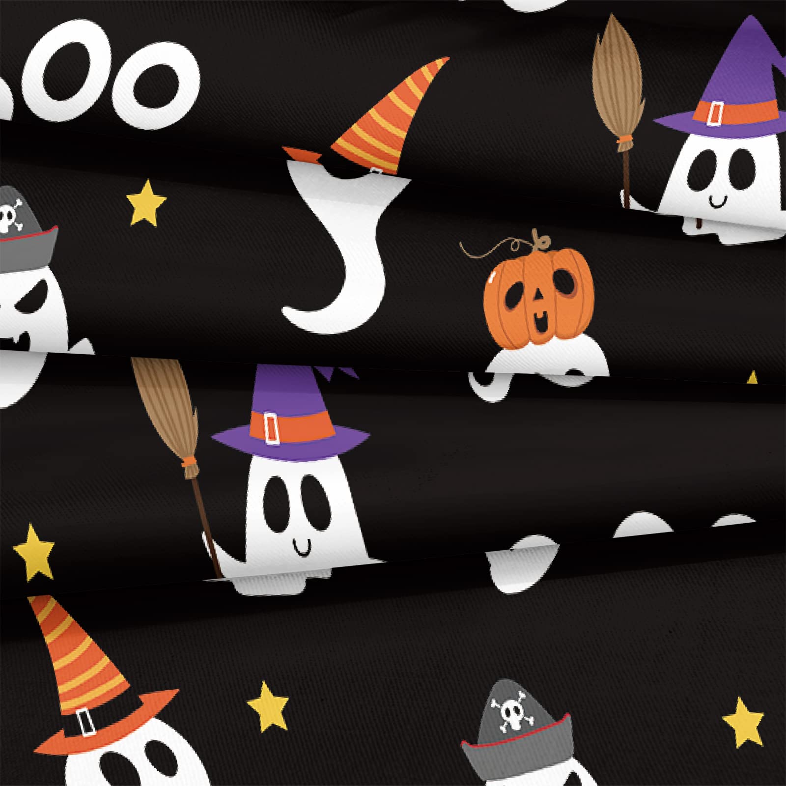 MOVE OVER Pumpkin Bedding Set Queen Size Halloween Duvet Cover Set 3 Pcs Pumpkin Lantern and Cute Bats Witch Hats Printed Kids Halloween Bedding Set(Queen, Black)