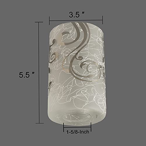 Voguad Electroplated Floral Pattern Replacement Glass Lamp Shade 2 Pack, Frosted Glass Light Cover for Light Fixture,Glass Shade for Wall Sconce,Kitchen Pendant Light,Bedside Lamp,1 5/8 Inch Fitter