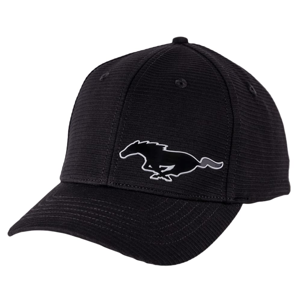 Ford Mustang Mach-E Silicone Patch Logo Stretch Fit Hat, One Size Fits Most Black