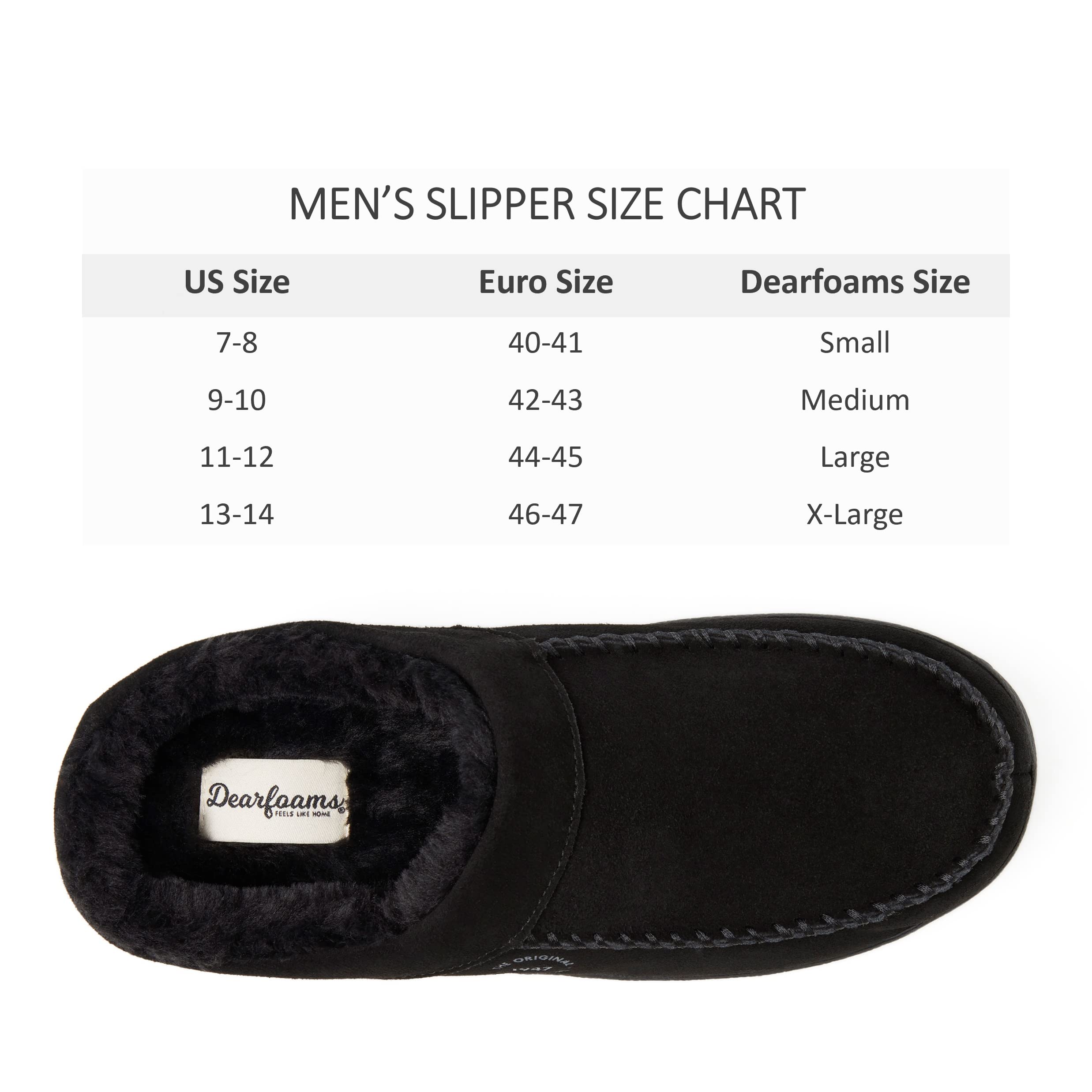 Dearfoams Men's Reed Suede Clog Slipper, Black, 11
