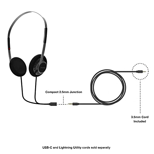 Koss KPH40 Utility On-Ear Headphone Plug Utility Cord Lightning Cable