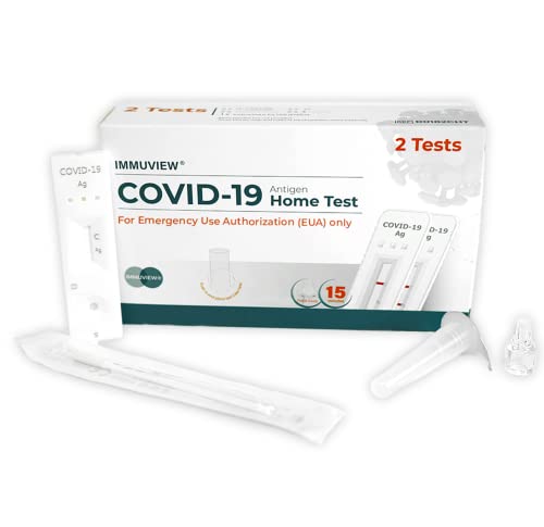 ImmuView COVID-19 Antigen Home Test, FDA EUA at-Home Self Test, Non-invasive Nasal Swab, Easy to Use and Results Within 15 Minutes (1 Pack, 2 Tests Total)
