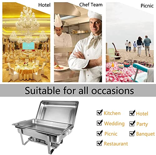 ROVSUN Chafing Dish Buffet Set,2 Round + 2 Rectangular Stainless Steel Chaffing Dishes Silver,Catering Warmer Set Food Warmer with Thick Stand Frame,Food Pans for Dinner Parties Buffets