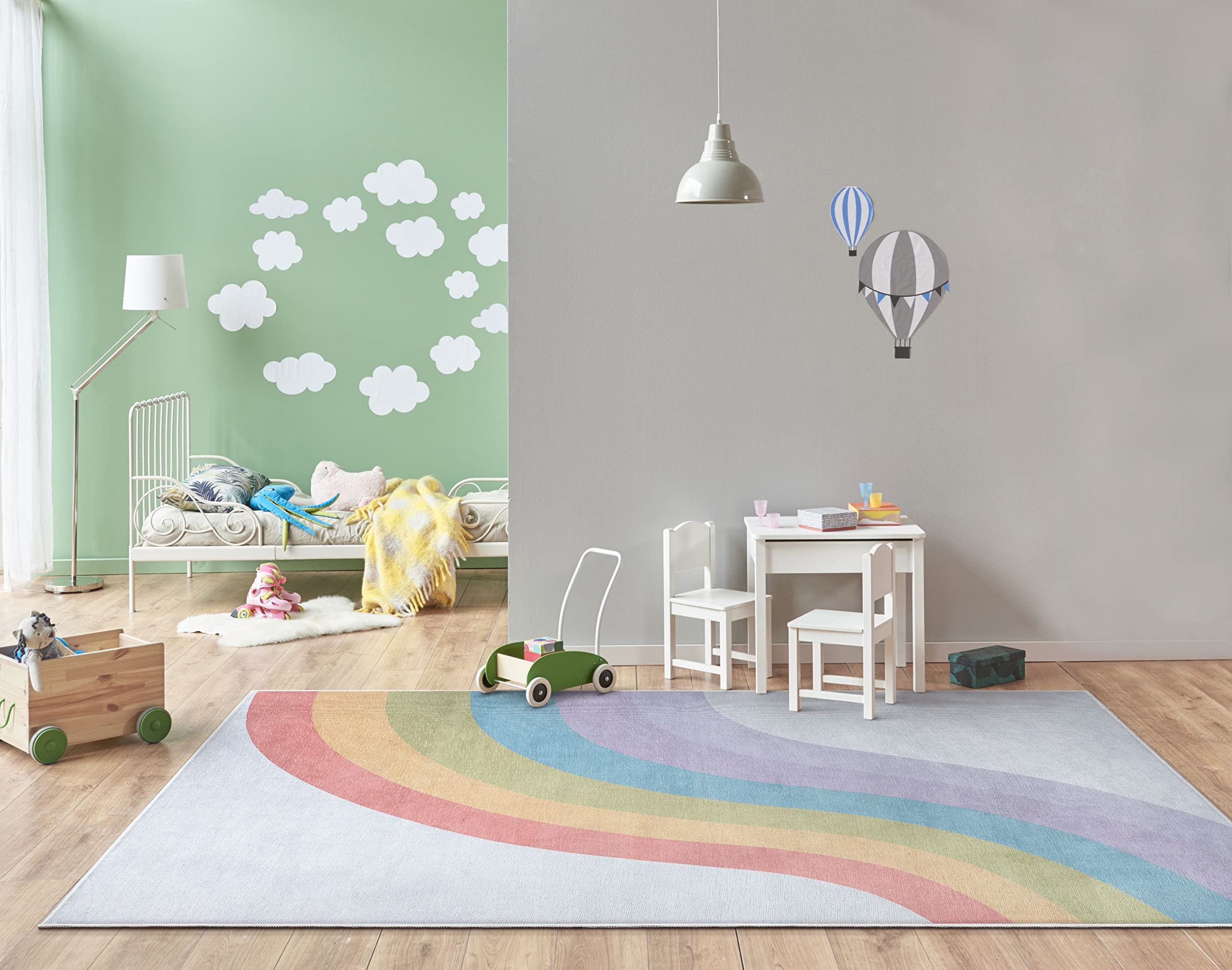 Well Woven Rainbow Stripes Multicolor 5' x 7' Apollo Kids Collection