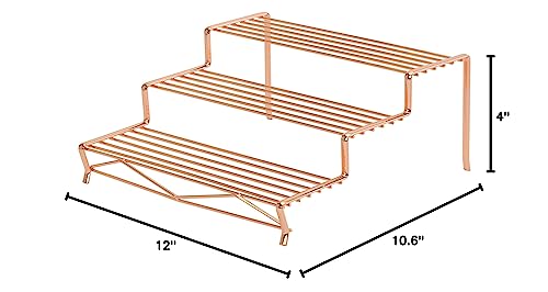 Kitchen Details Copper Geode 3 Tier Spice Rack | Countertop & Cabinet Organizer | Free Standing | Rust Resistant, 1 Count (Pack of 1)