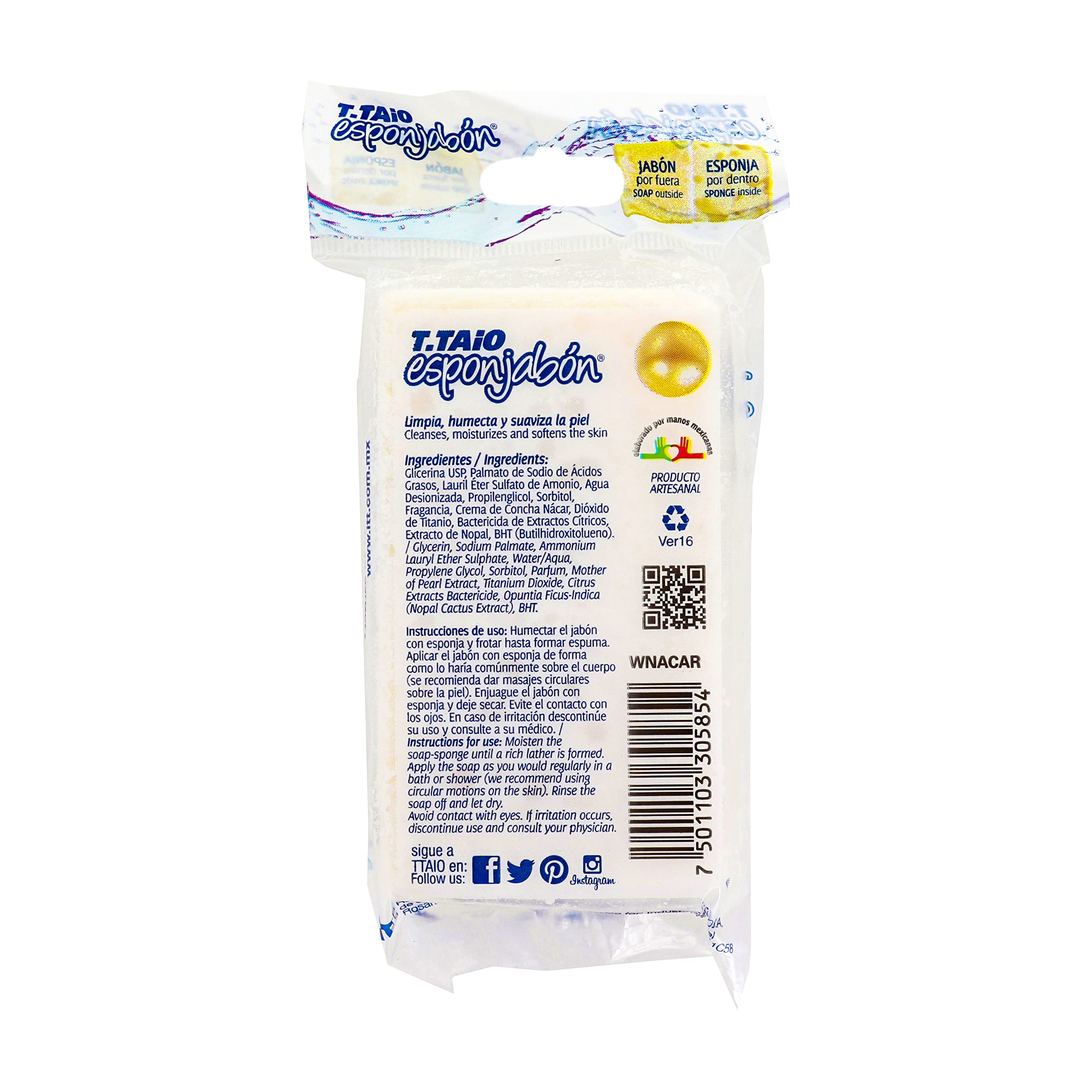 T. Taio Esponjabon Skin Lightening Pearl Soap Sponge (Concha Nacar) Pack of 4 Bundle with Premium Penguin Spa Bow Headband- Designs May Vary
