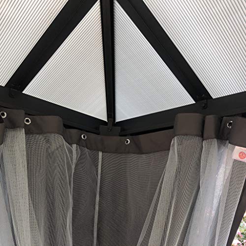 Kozyard Permanent Aluminum Hardtop Gazebo with Composite Polycarbonate Top for Outdoor Patio Lawn and Garden, Curtains and Netting Included (Edward 10ftx12ft)