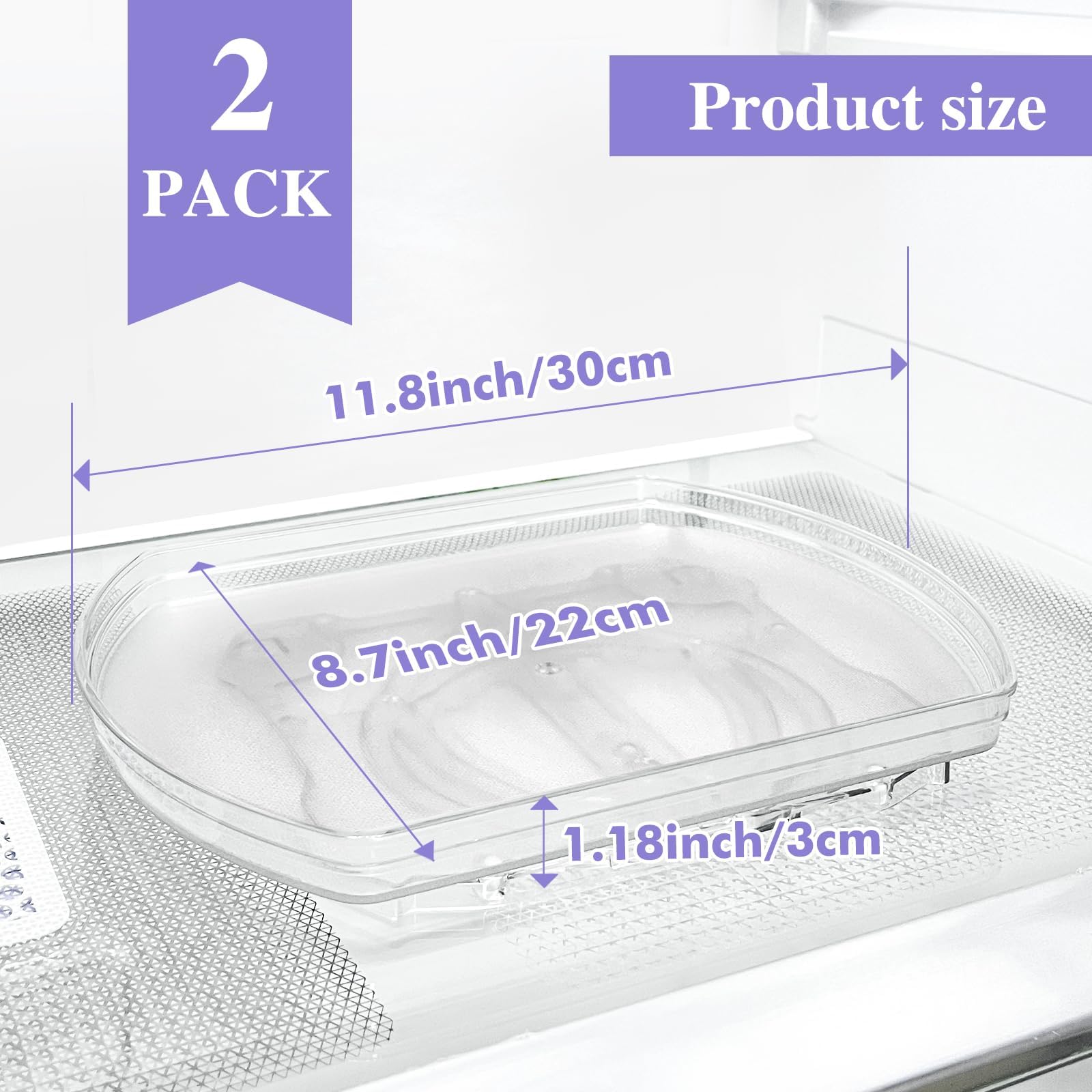 Incostar 360° Rotating Lazy Susan Turntable Organizer - Multifunctional 11.8" x 8.7" Rectangular Organizer for Refrigerator, Cabinet, Pantry, and Kitchen Countertop (2 Pack)