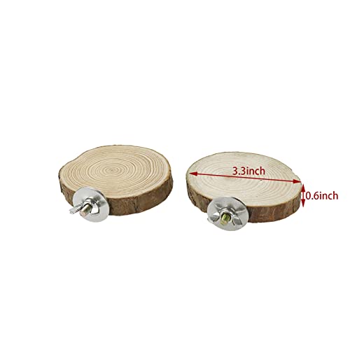 Meprotal 2Pack Bird Perch Stand for Cage, Natural Wooden Parrot Platform, Wood Bird Perch Bird Toy for Canary Parakeet Cockatiel Parrot Budgie Sparrow (3.3inch)