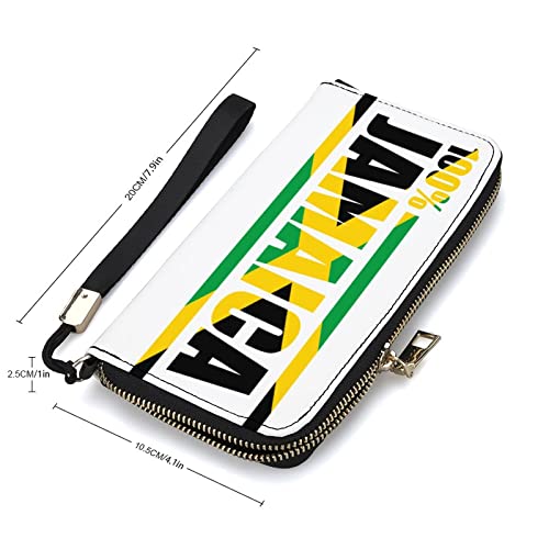FunnyStar 100% Pride JAMAICA Women's Long RFID Hand Wallet Wristlet Clutch Purse PU Leather Handbag with Wrist Strap