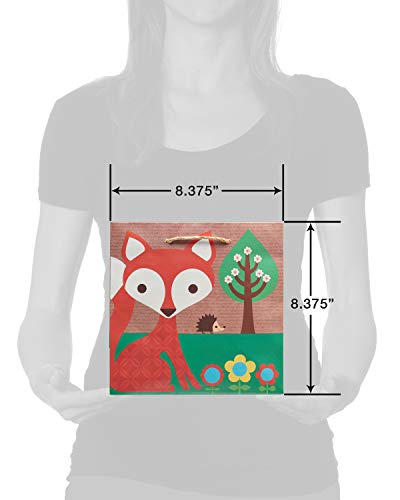 Papyrus 9" Medium Gift Bag with Tissue Paper (Fox) for Baby Showers or Birthdays (1 Bag, 8-Sheets)