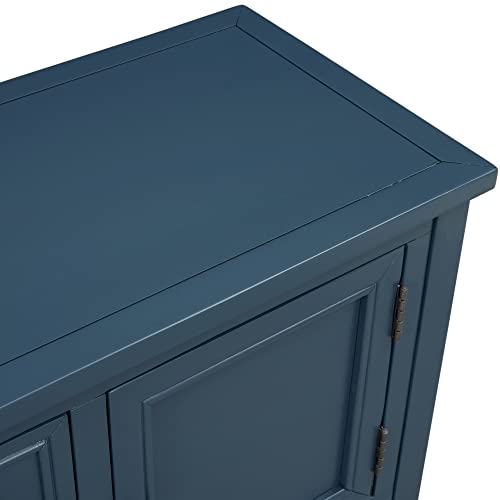 Merax Farmhouse Entryway Console Sofa Table for Living Room, Sofa Table with Storage Drawers and Shelf for Dining Room, Wood Narrow Kitchen Sideboard Cabinet with Door, Antique Navy