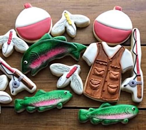 Fishing Cookie Cutter 6 Piece Set from The Cookie Cutter Shop - Fishing Pole, Bobber, Trout, Salmon Cookie Cutters β Tin Plated Steel Cookie Cutters