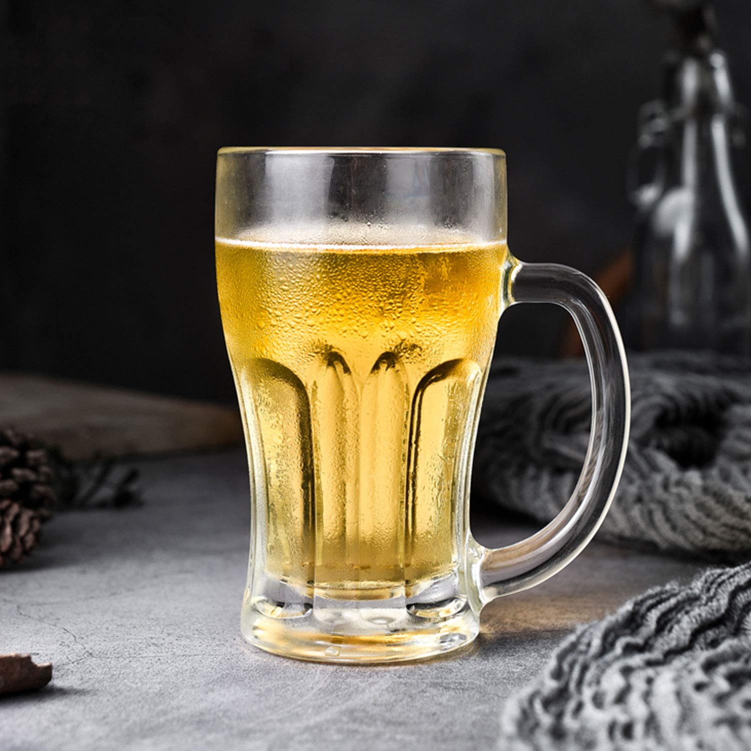 QAPPDA Beer Mugs Set,Glass Mugs With Handle 18oz,Large Beer Glasses For Freezer,Beer Cups Drinking Glasses 520ml,Pub Drinking Mugs Stein Water Cups For Bar,Alcohol,Beverages Set of 8…
