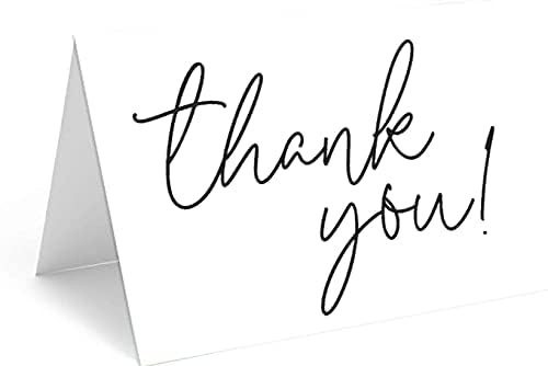 Red Door Inspirations 5x7 Thank you Note Cards with Envelopes (Black and White Thank You)
