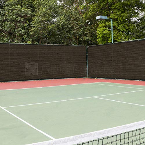 Patio 5' x 25' Fence Privacy Screen Brown Commercial Grade Mesh Shade Fabric with Brass Gromment Outdoor Windscreen Zipties