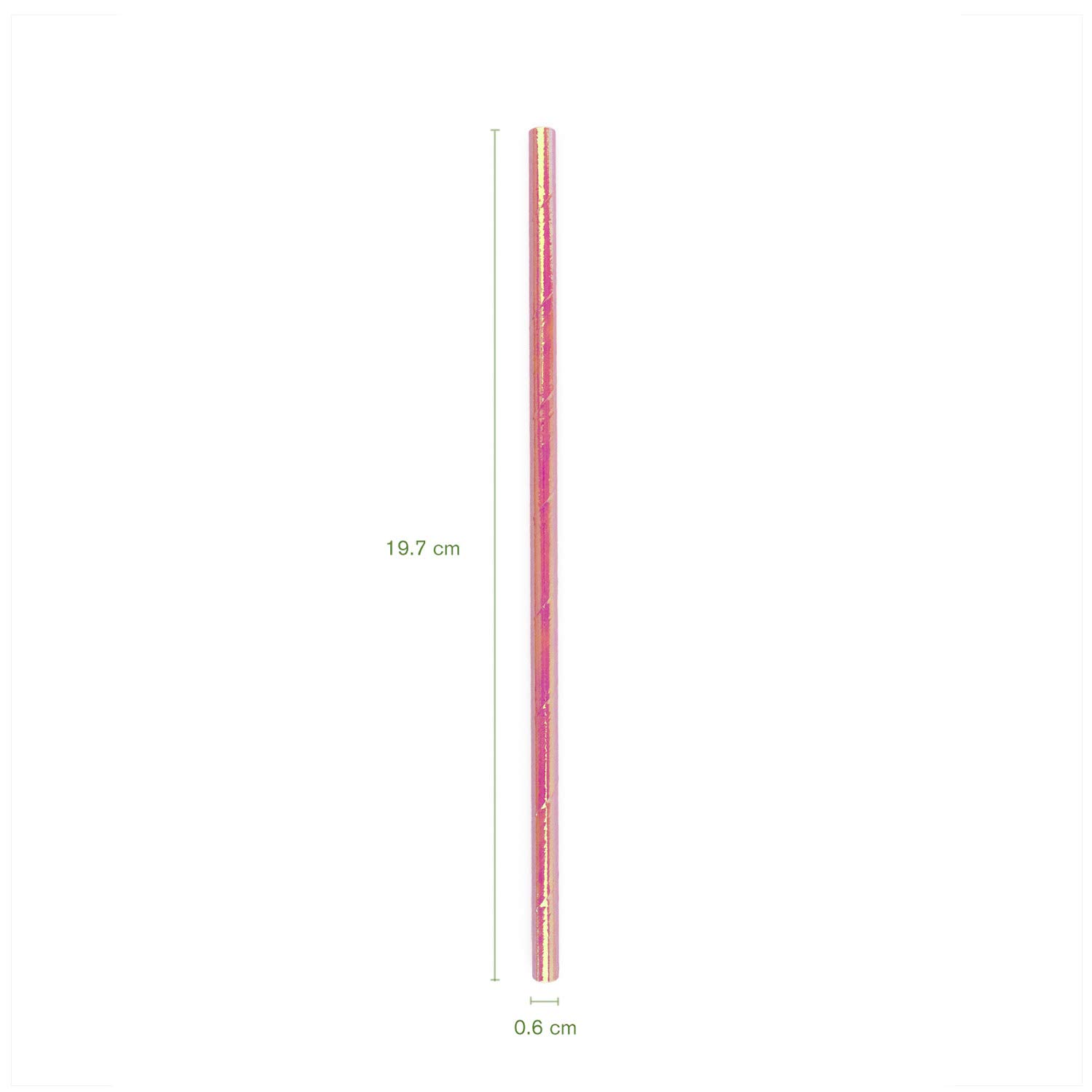 Iridescent Pink Paper Drinking Straws - Box of 100 Biodegradable Pearl Foil Straws for Milk, Juice, Swizzle Sticks for Treat Display Party Decor