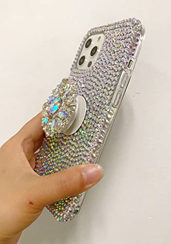 Max-ABC Compatible with Samsung Galaxy Note 10 Plus Glitter Case,3D Diamond Crystal Rhinestone Women Girls Rainbow Shiny Sparkle Bling Glitter Protective Phone Case Cover with Kickstand