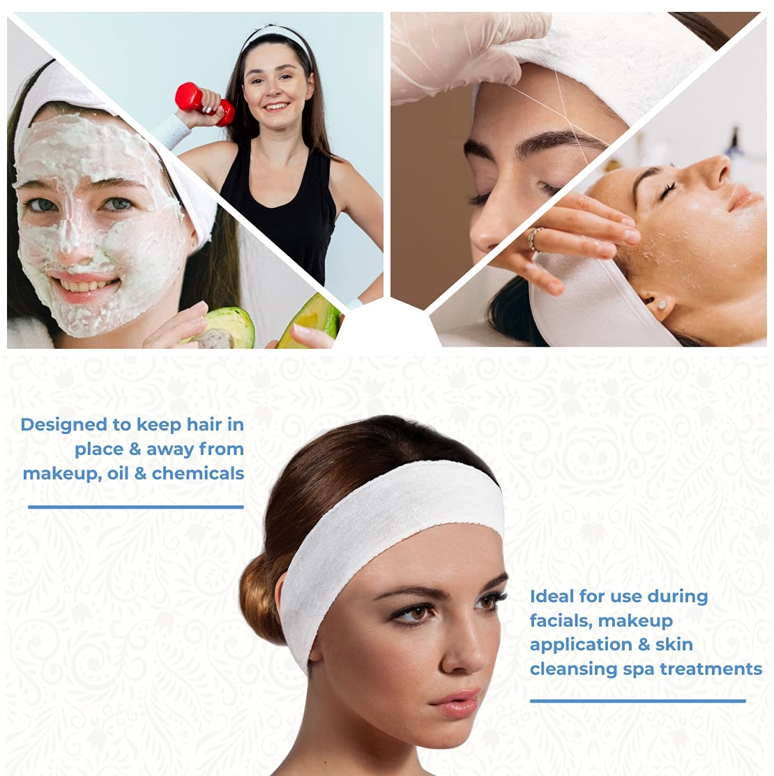ForPro Professional Collection Stretch Headbands - Moisture Absorbent Disposable Spa - 2.25β W x 18β C - 48-Count