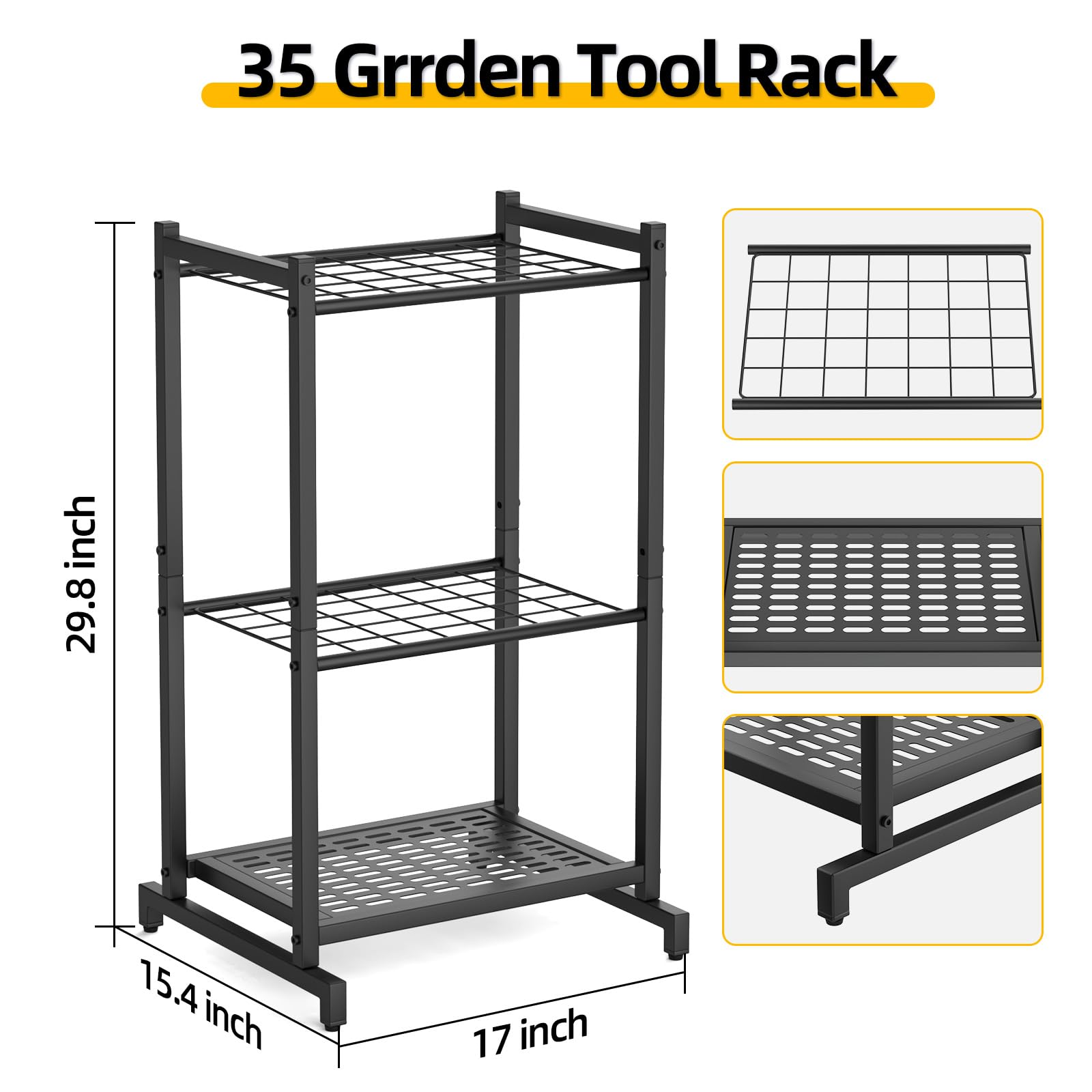 KDSOM Garden Tool Organizer for Garage,Garden Tool Storage Rack with Wheels,Yard Tool Holder for Garage, Shed, Outdoor, Tool Stand