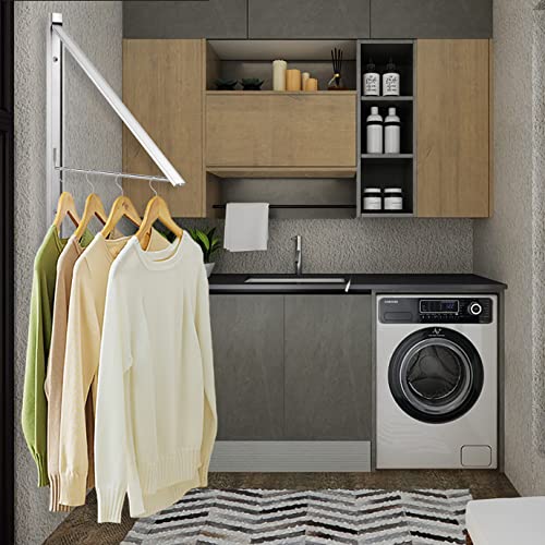 kuaguan Laundry Racks for Drying Clothes Drying Rack,Folding Drying Rack, Wall Mounted Clothes Hanger Rack Drying Rack Clothing Folding Indoor and Outdoor (Silver)